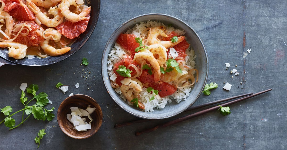 Crevetten-Reis-Bowl mit Grapefruit | Rezept