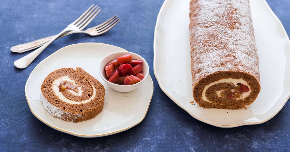 Roulade au chocolat et à la rhubarbe sans gluten | Recette