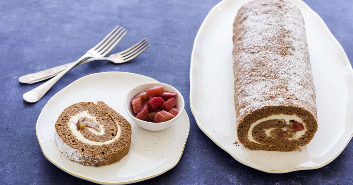 Roulade au chocolat et à la rhubarbe sans gluten | Recette