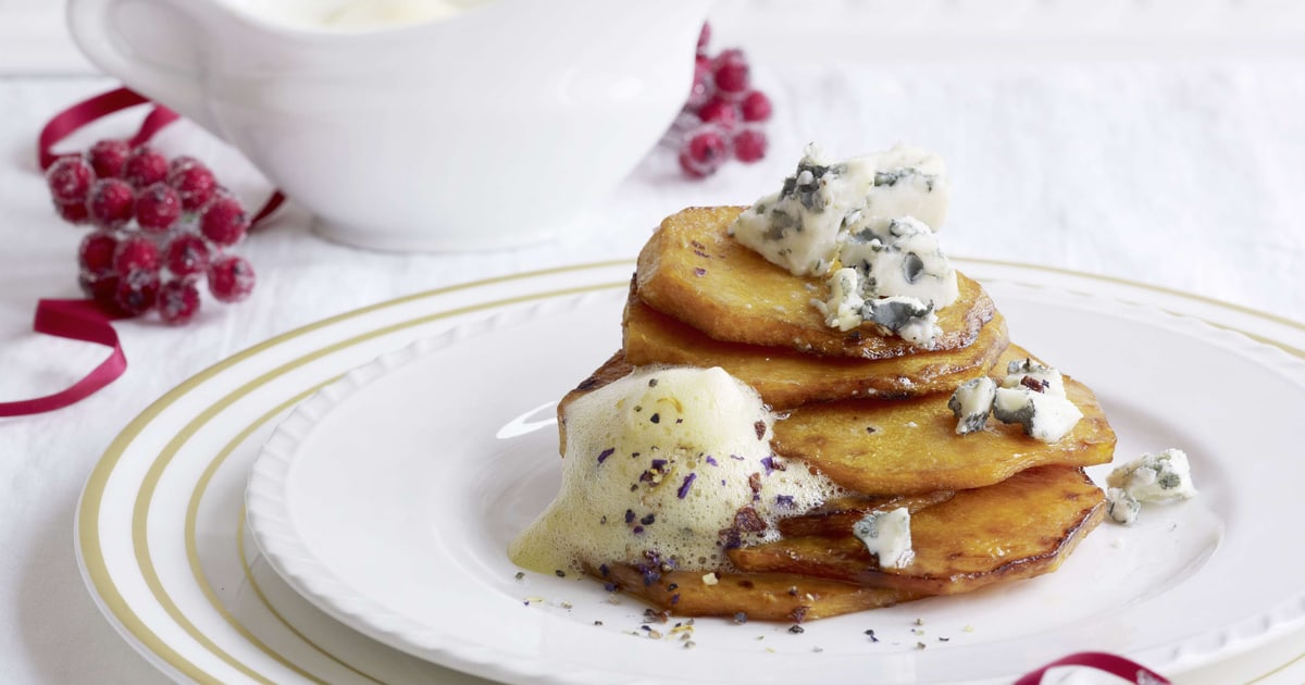 Courge poêlée au roquefort et sabayon au poivre fleuri | Recette