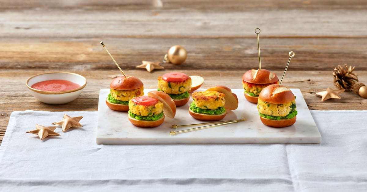 Mini-Laugen-Burger mit Trüffeltofu | Rezept