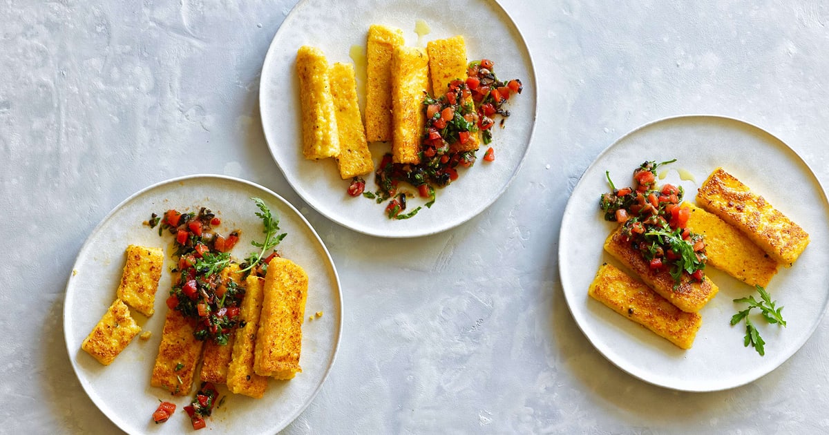 Polentaschnitten mit kalter Tomatensauce | Rezept